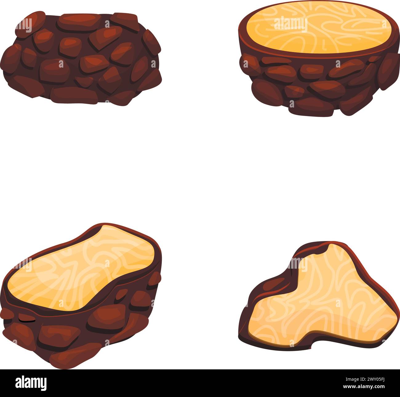 Black truffle icons set cartoon vector. Delicacy mushroom truffle. Rare ...