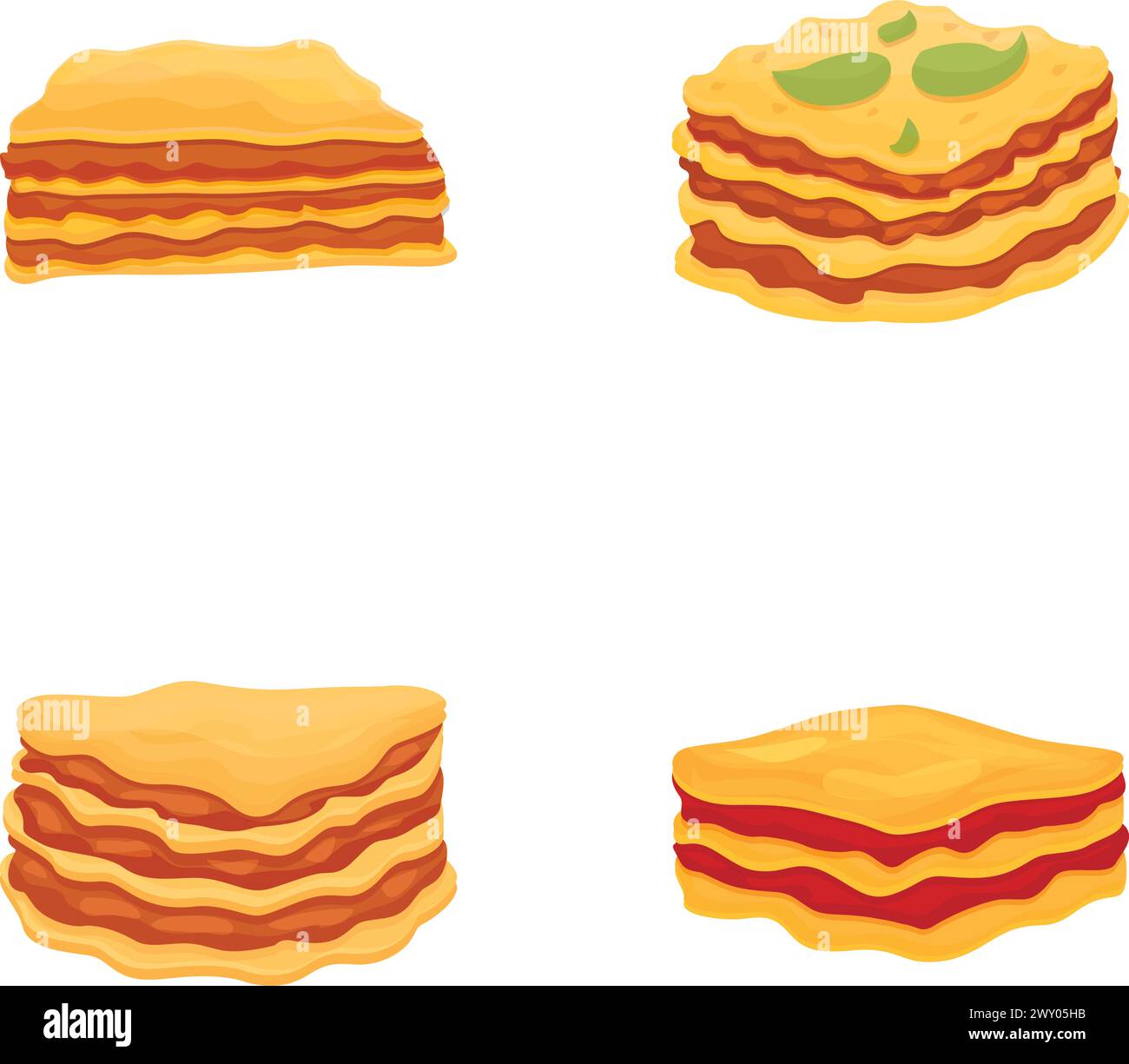 Lunch icons set cartoon vector various dish for lunch cooking hi-res ...