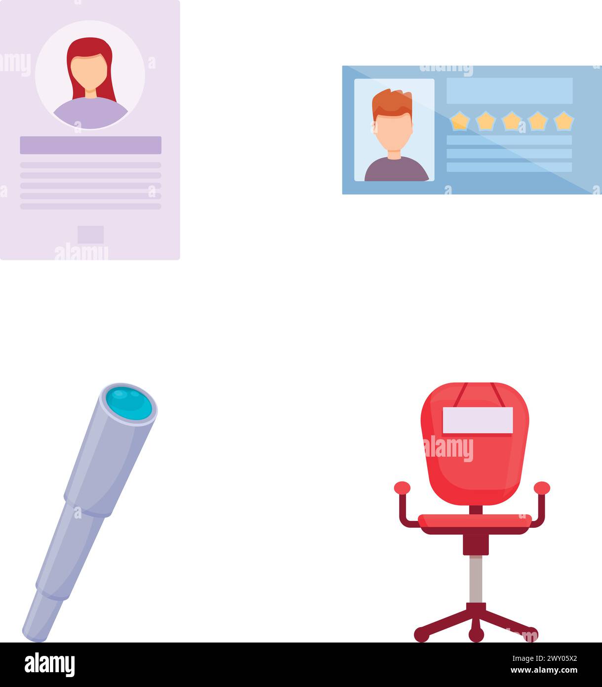 Job interview icons set cartoon vector. Recruitment and headhunting ...