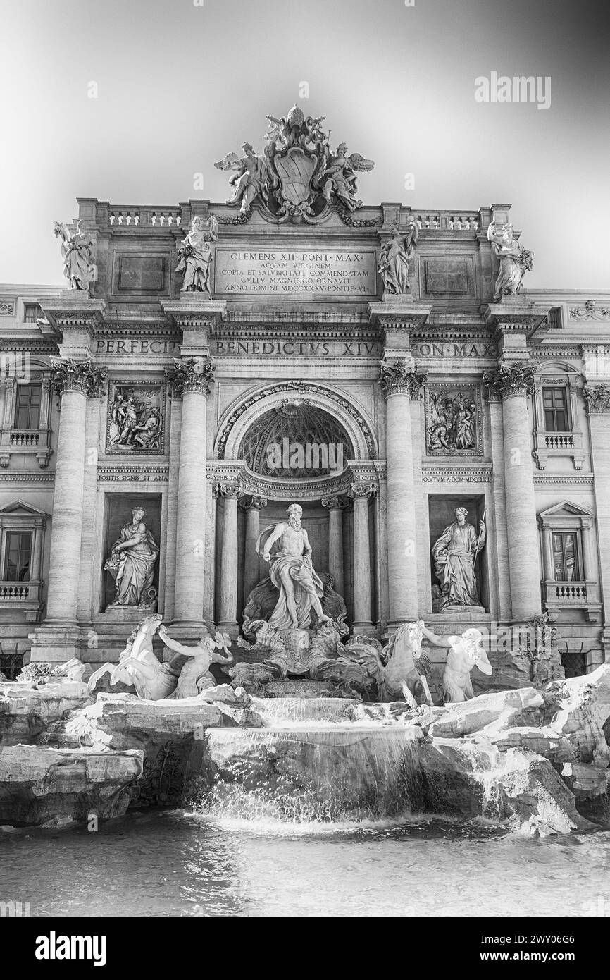 View of the Trevi Fountain, iconic landmark in the city centre of Rome ...