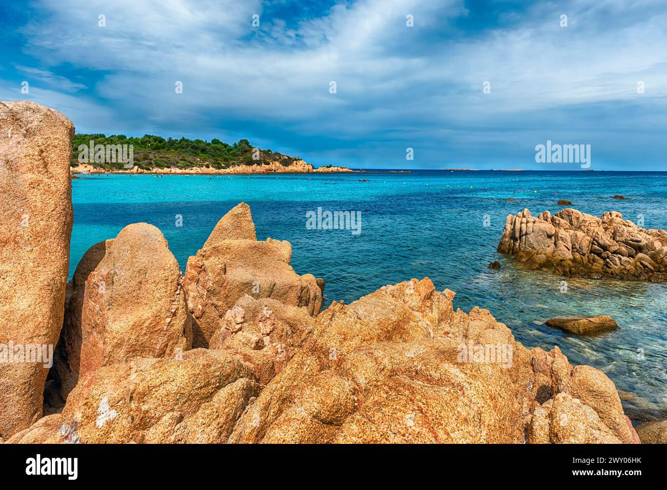 View of the iconic Spiaggia del Principe, one of the most beautiful ...