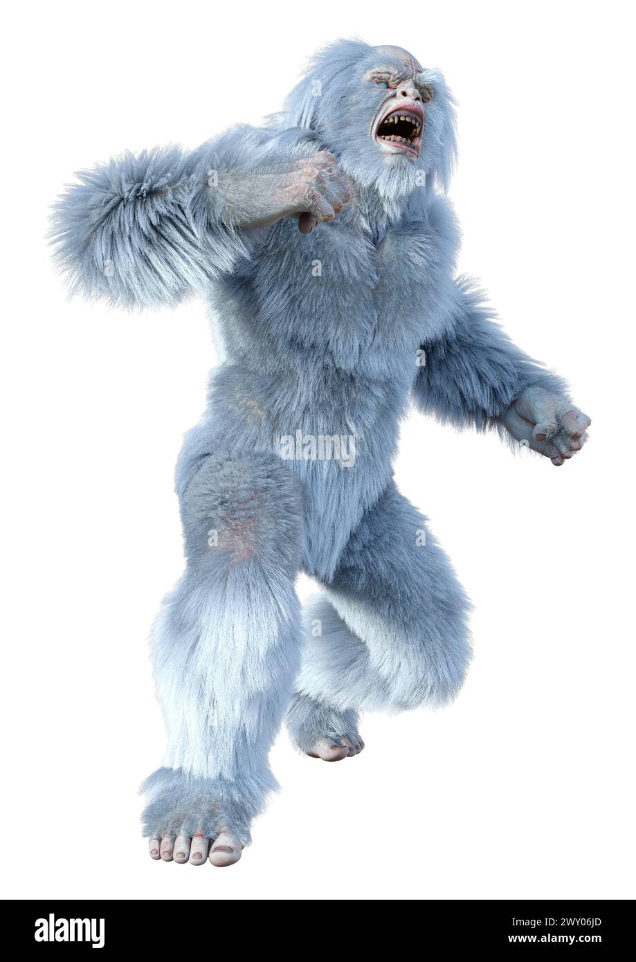 3D rendering of a fantasy creature yeti isolated on white background ...