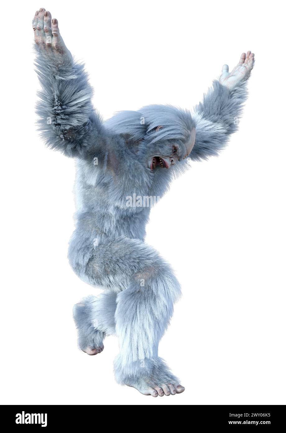 3D rendering of a fantasy creature yeti isolated on white background ...