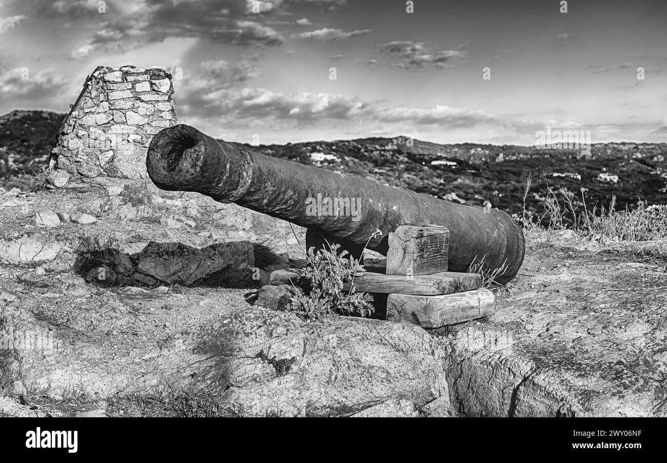 Ancient disused cannon in Santa Teresa Gallura, located on the northern ...
