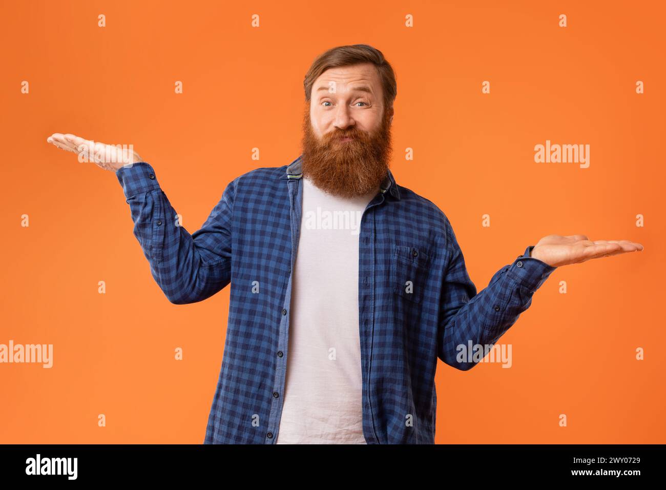 Bearded Man Comparing Options Making Scales With His Empty Hands Stock ...