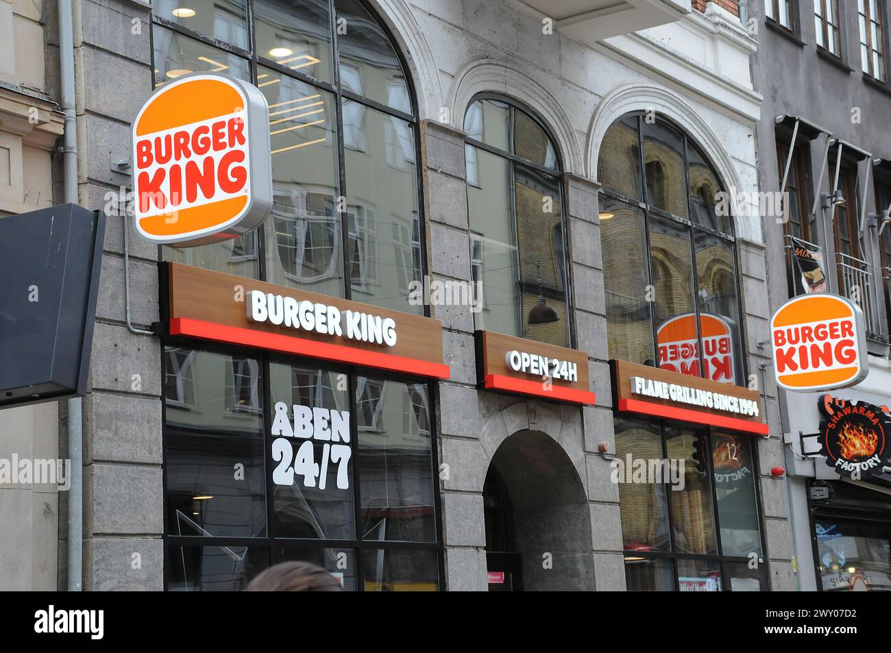 Copenhagen, Denmark /03 April 2024/. Fast food american food chain burger king restaurant on ...