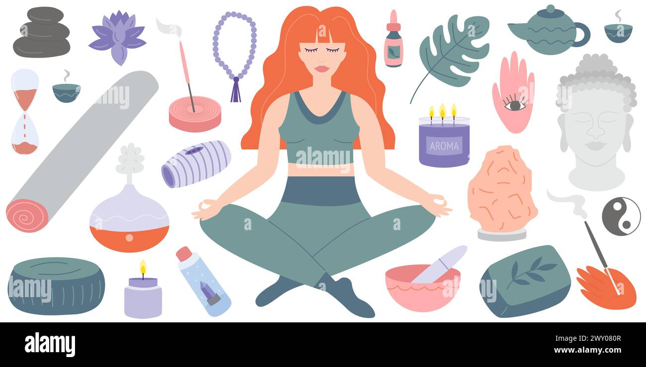 Yoga items vector set Stock Vector Image & Art - Alamy