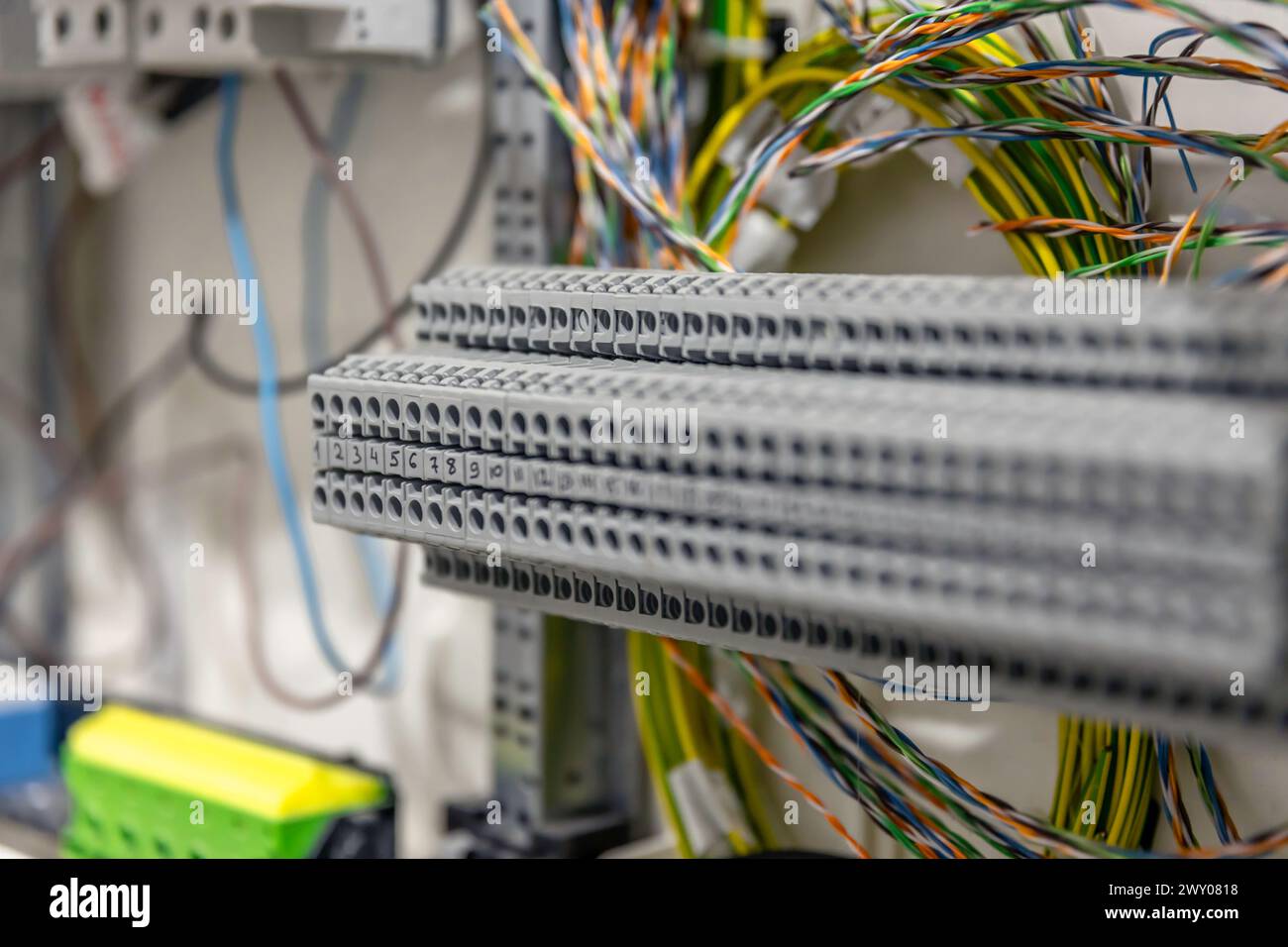 Electrical panel with fuses and contactors, close-up Stock Photo - Alamy