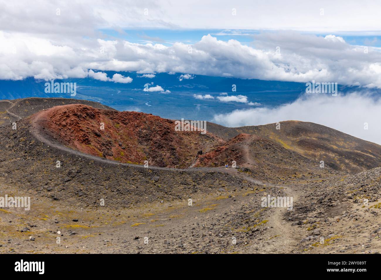 Osorno volcano scenic landscale with frozen lava on the slopes of the ...