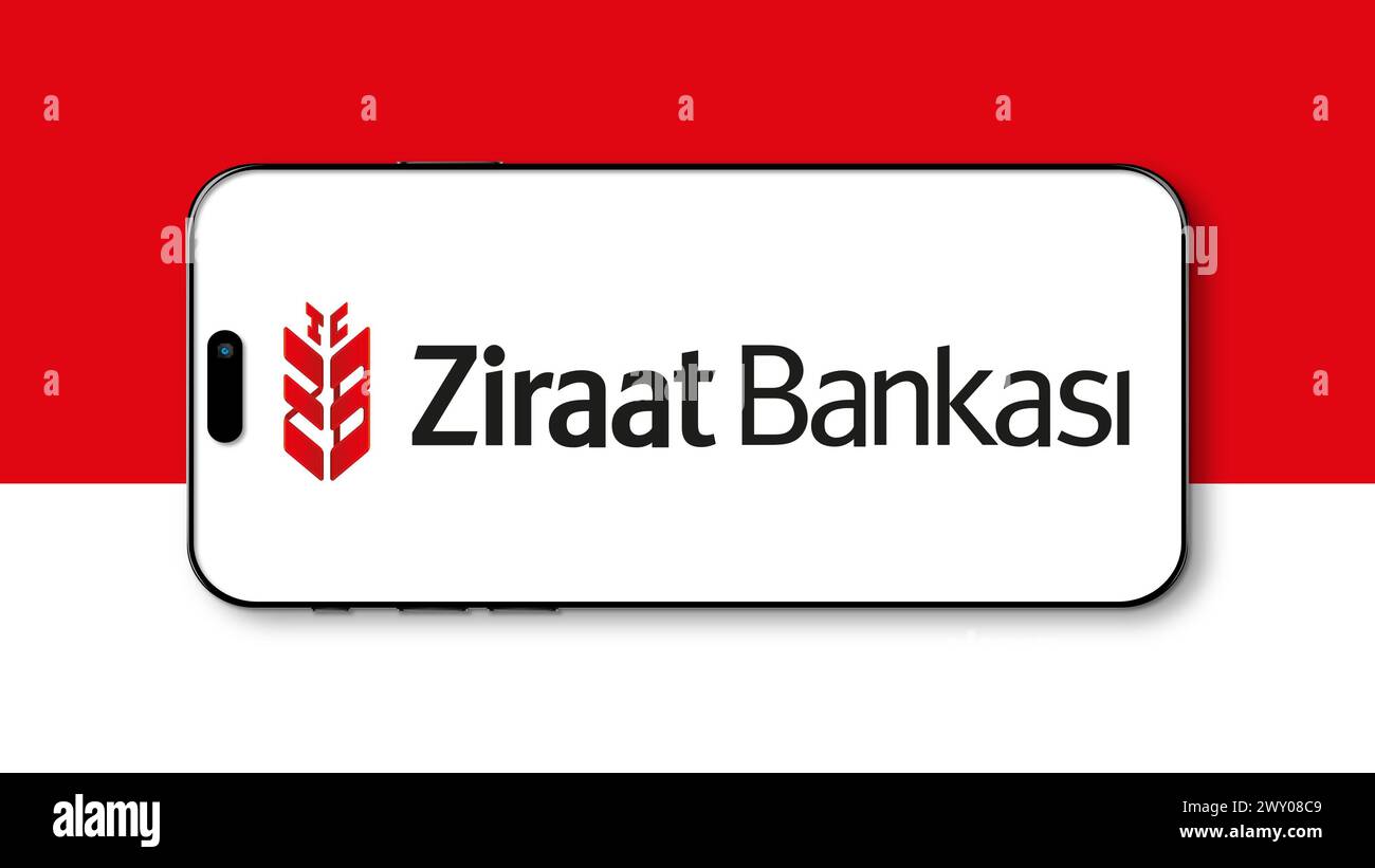 Istanbul, Turkey - 27 March 2024: Ziraat bank logo on smartphone screen ...