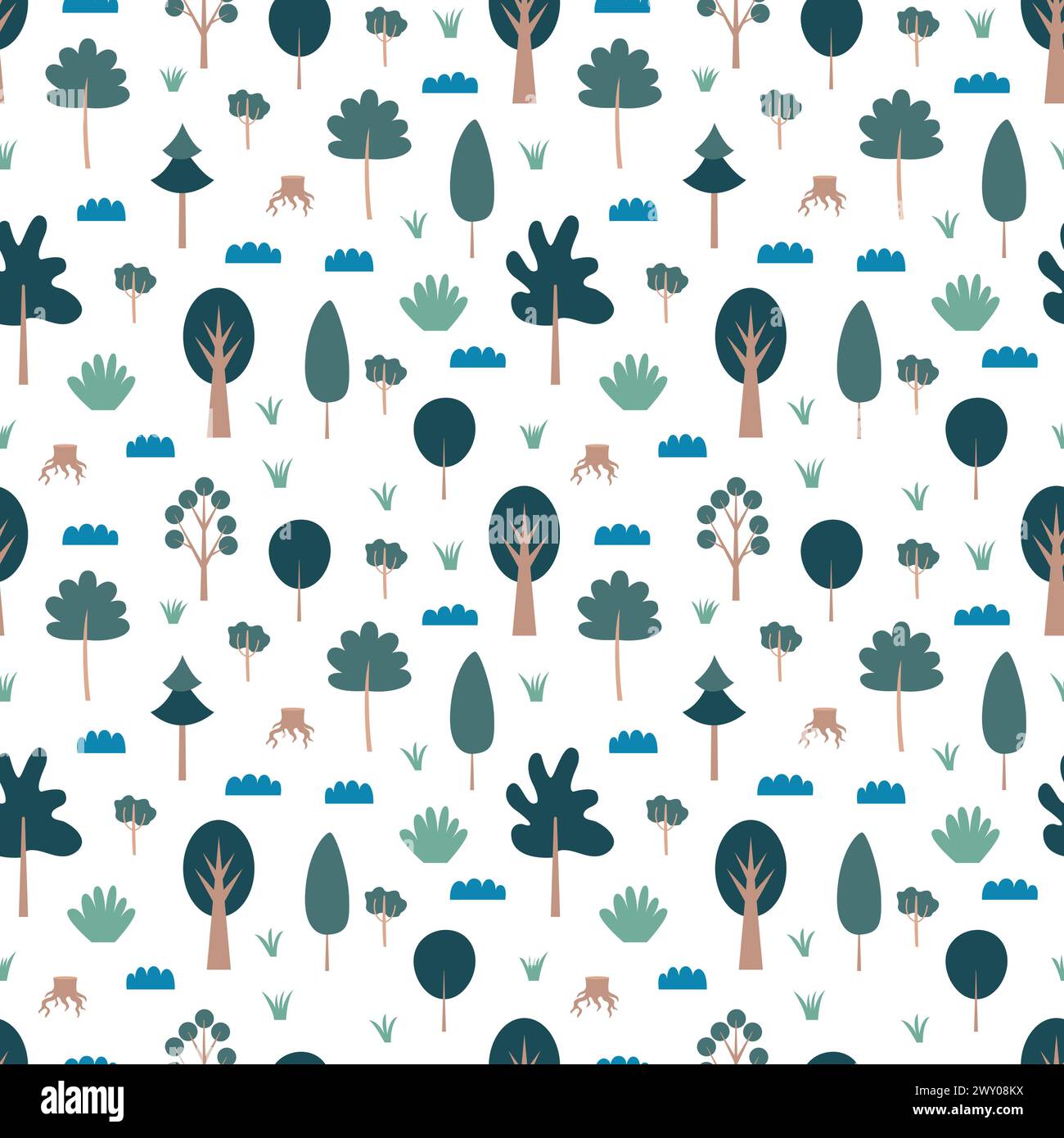 Spring forest with tree stump Stock Vector Images - Alamy