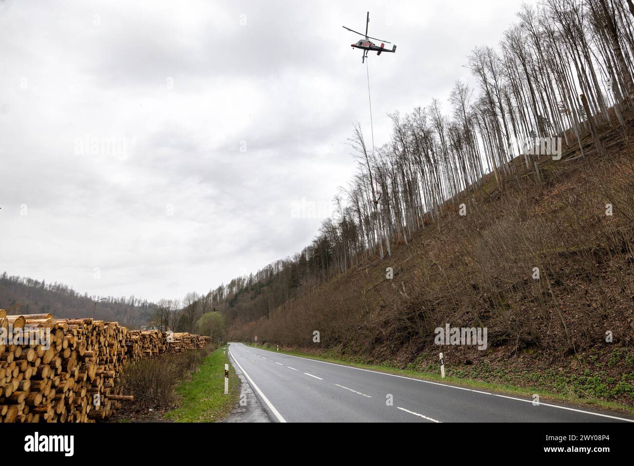Steinach, Germany. 03rd Apr, 2024. A special helicopter with a ...