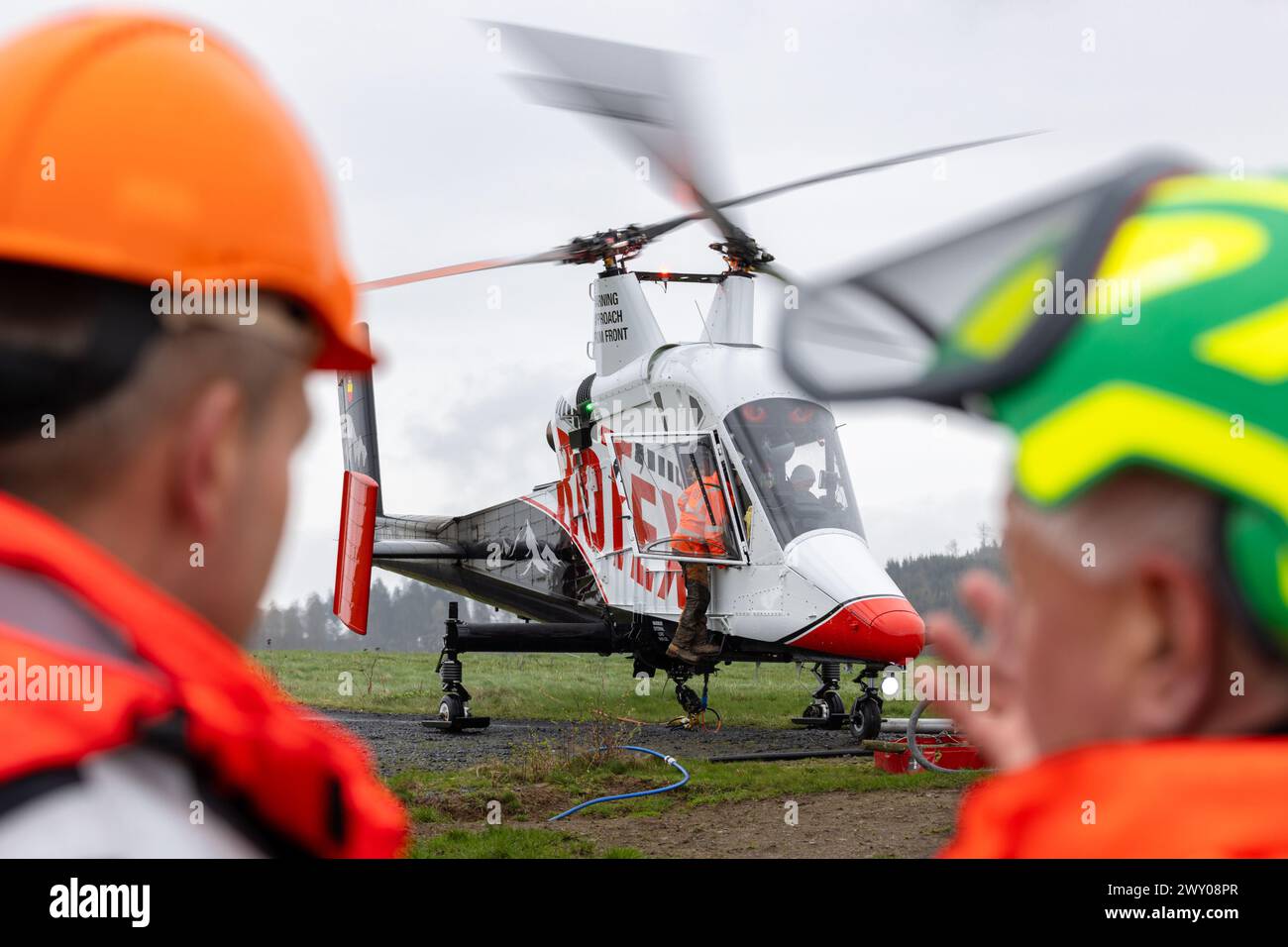 Steinach, Germany. 03rd Apr, 2024. Forestry workers observe the ...