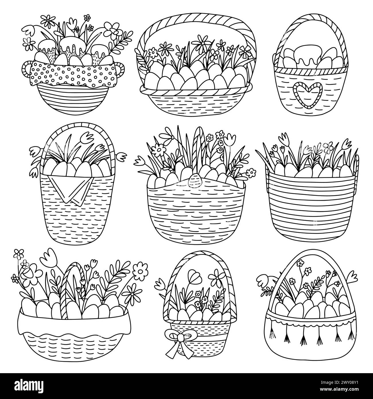 Spring easter collection set Black and White Stock Photos & Images - Alamy