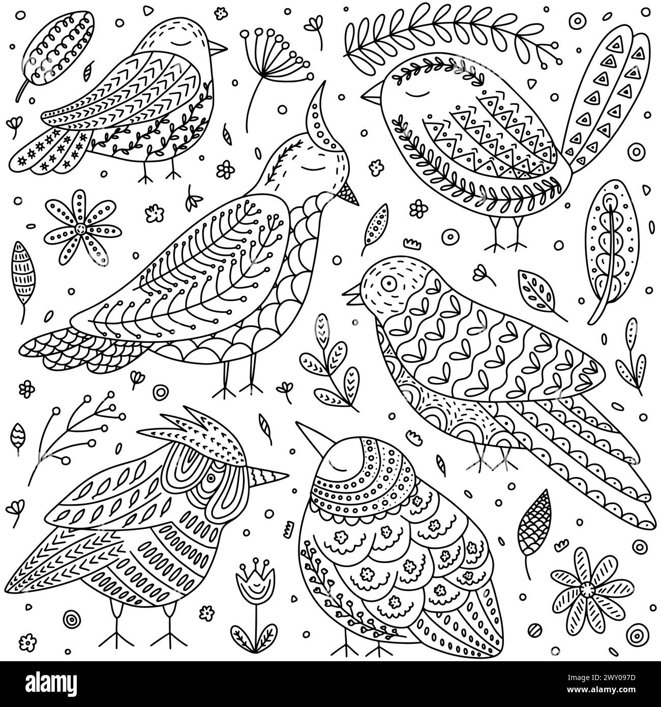 Folk leaves Black and White Stock Photos & Images - Alamy