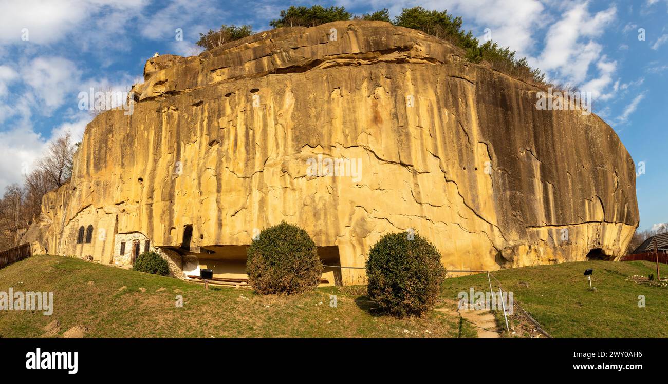 A landscape with Corbii de Piatra monastery in Romania. It is a place ...