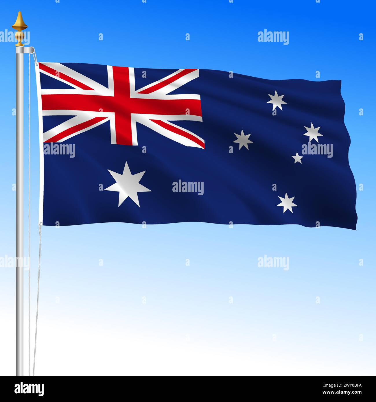 Australia, official national waving flag, Oceania, vector illustration ...