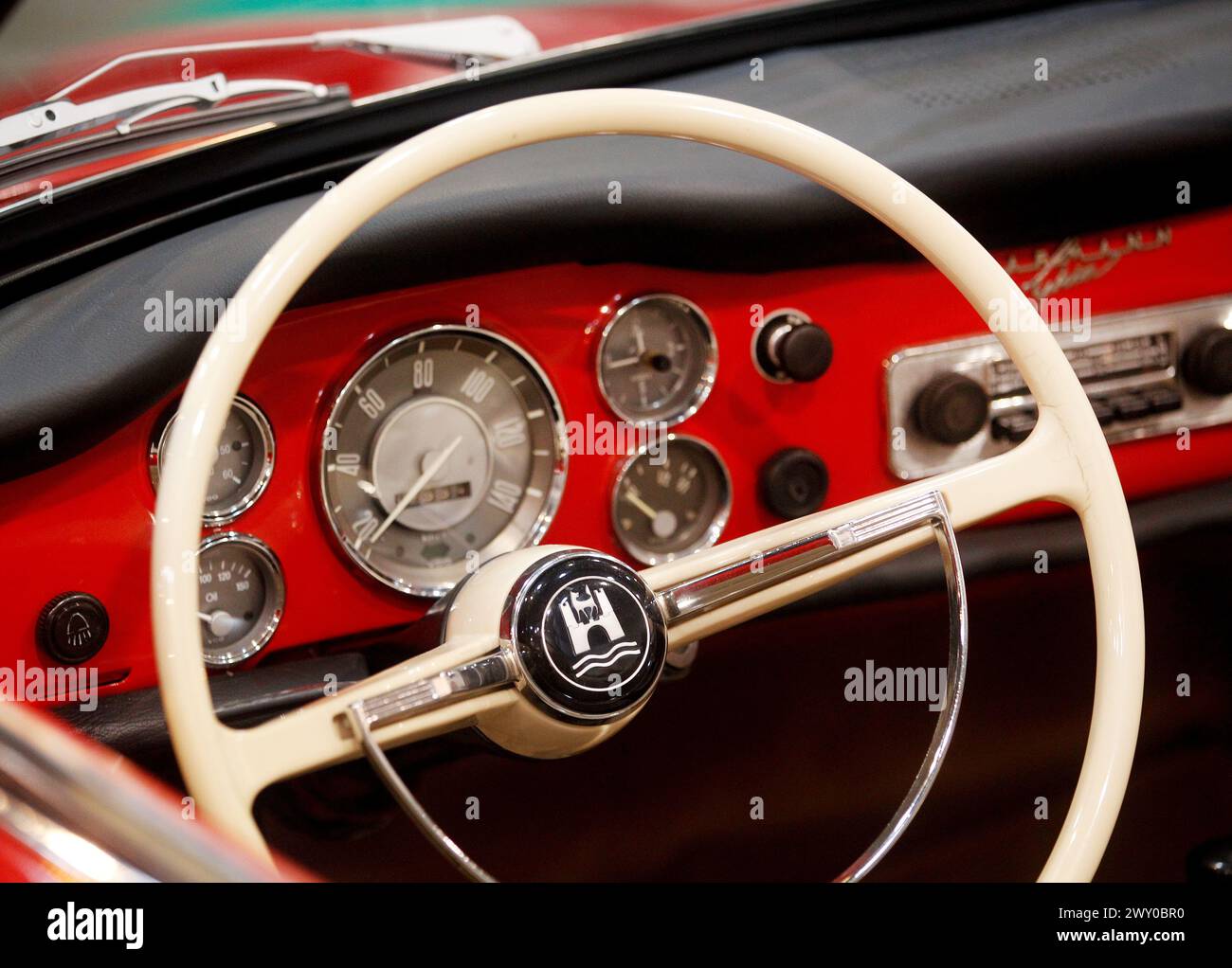 Essen, Germany. 03rd Apr, 2024. The cockpit of a Karmann Ghia can be ...