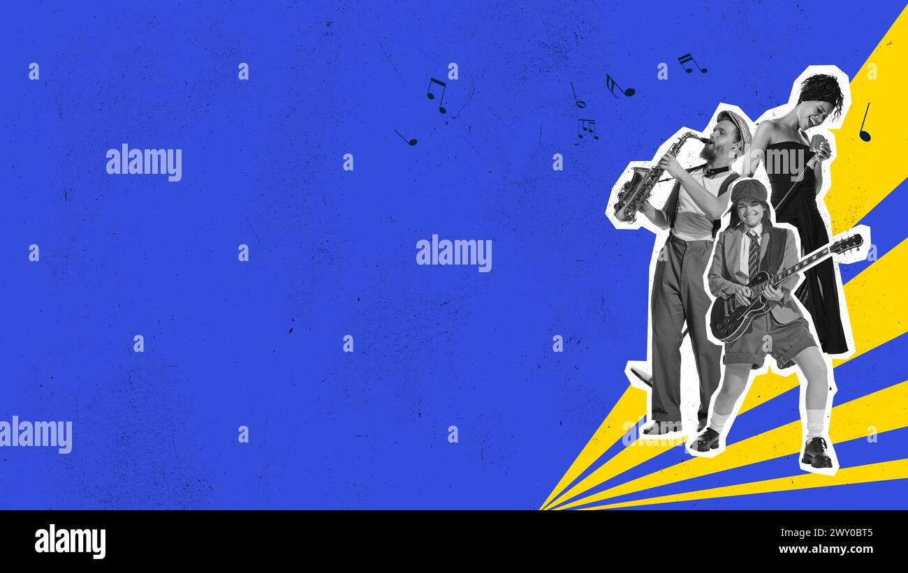 Group of talented people, musicians making live classical performance ...