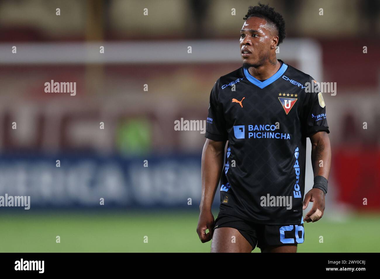 Lima, Peru. 03rd Apr, 2024. Jhojan Julio of LDU de Quito during the ...