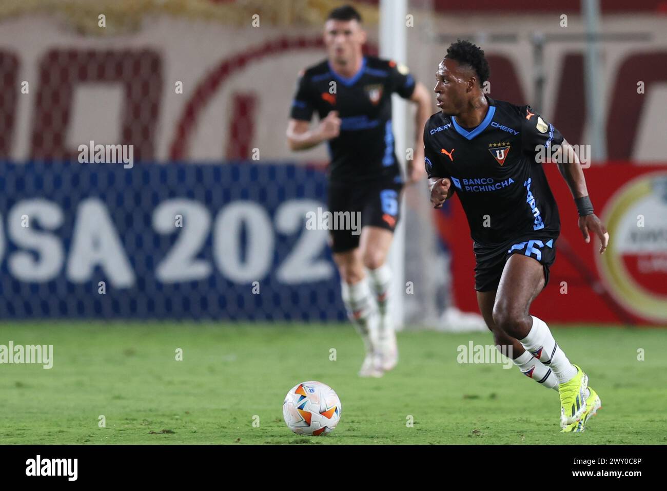Lima, Peru. 03rd Apr, 2024. Jhojan Julio of LDU de Quito during the ...