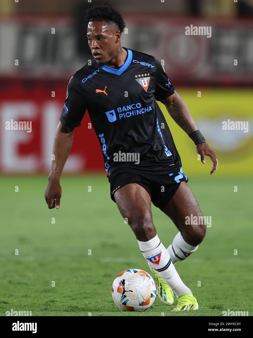 Lima, Peru. 03rd Apr, 2024. Jhojan Julio of LDU de Quito during the ...