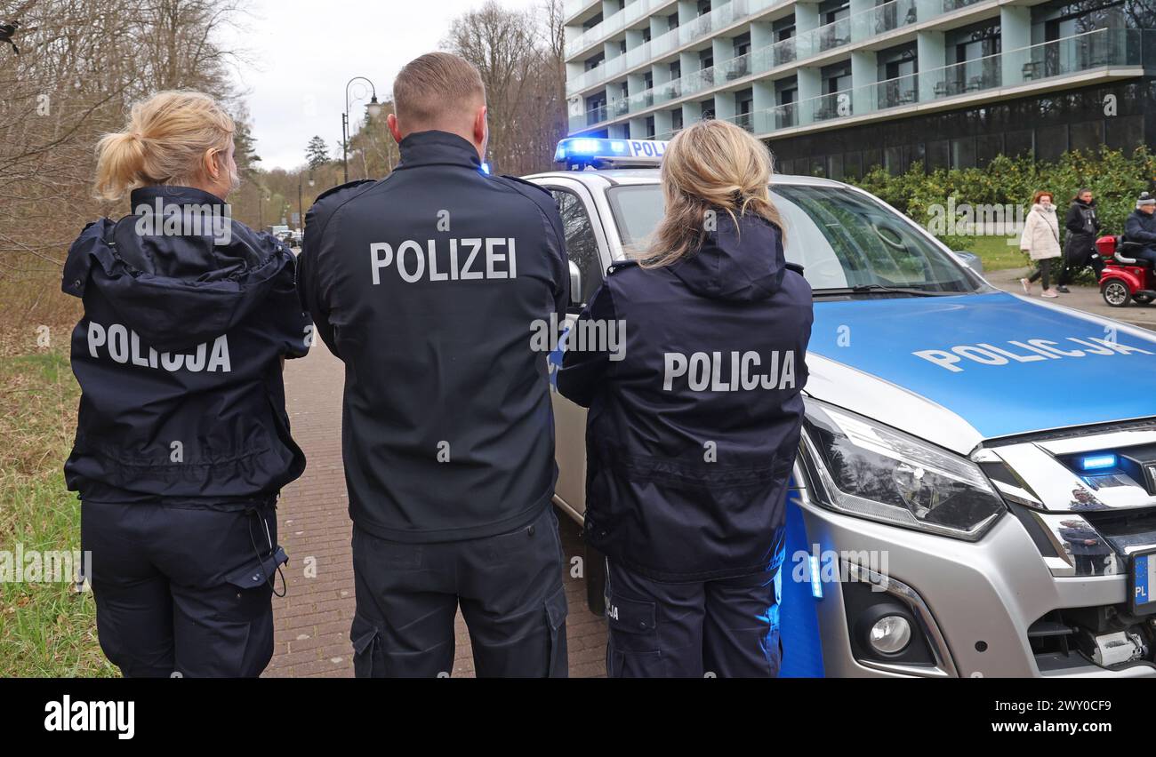 03 April 2024, Poland, Swinemünde: At a joint press conference held by ...