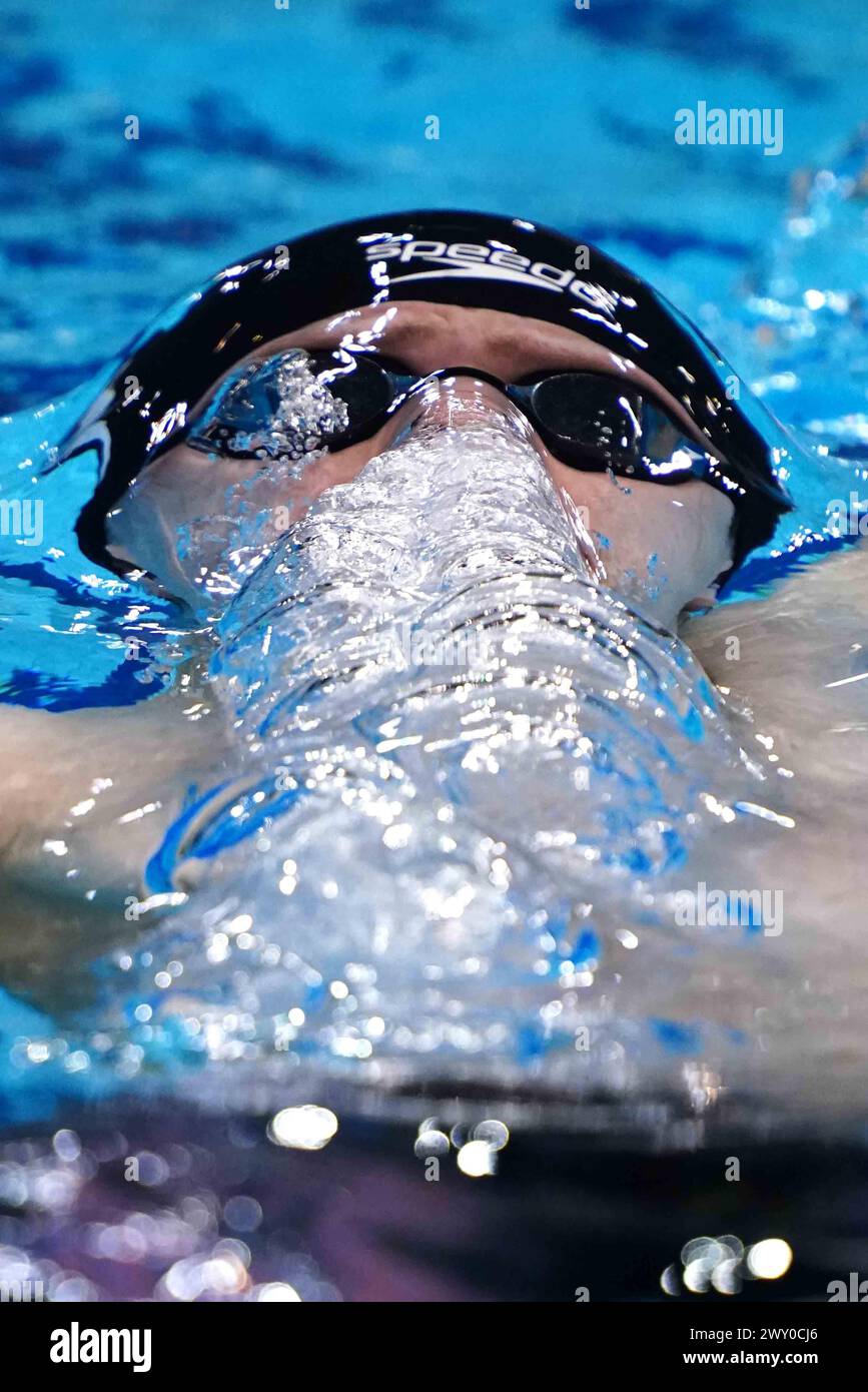 Harry Turner in action the Men's 100m Backstroke Heats on day two of ...