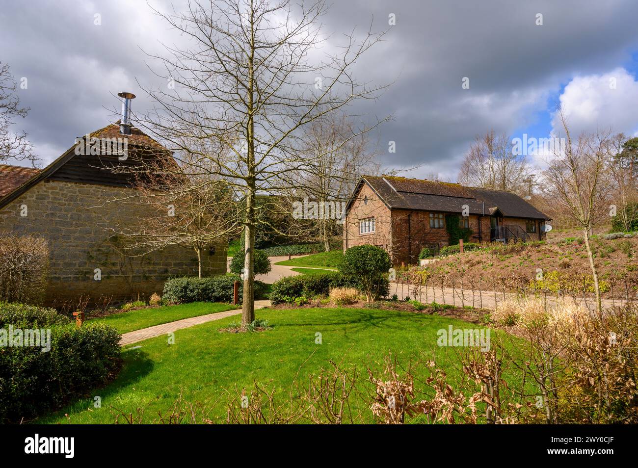 Traditional farm buildings now part of Nyetimber Vineyard at Nutbourne ...