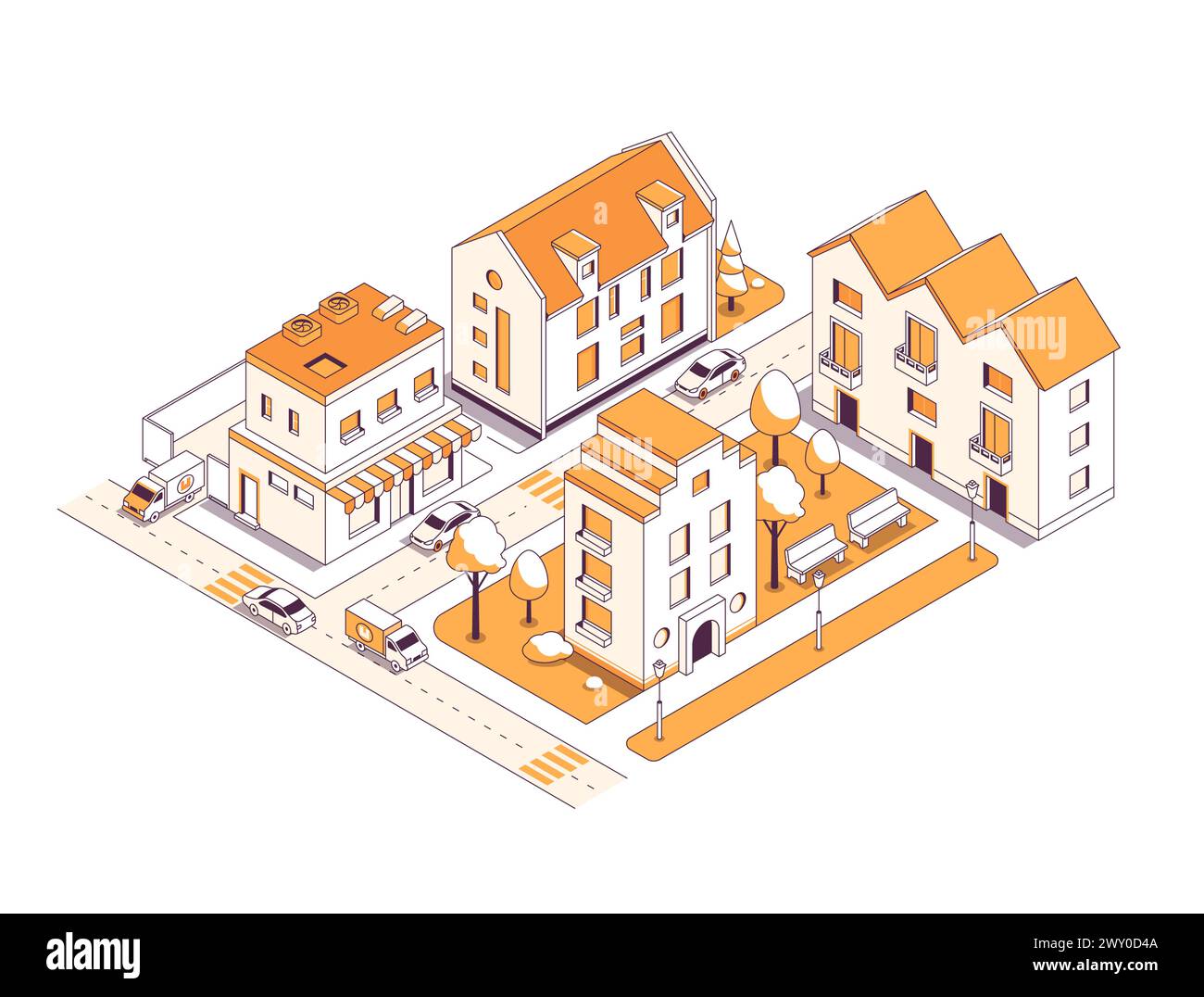 Residential area of the city - vector isometric illustration Stock ...