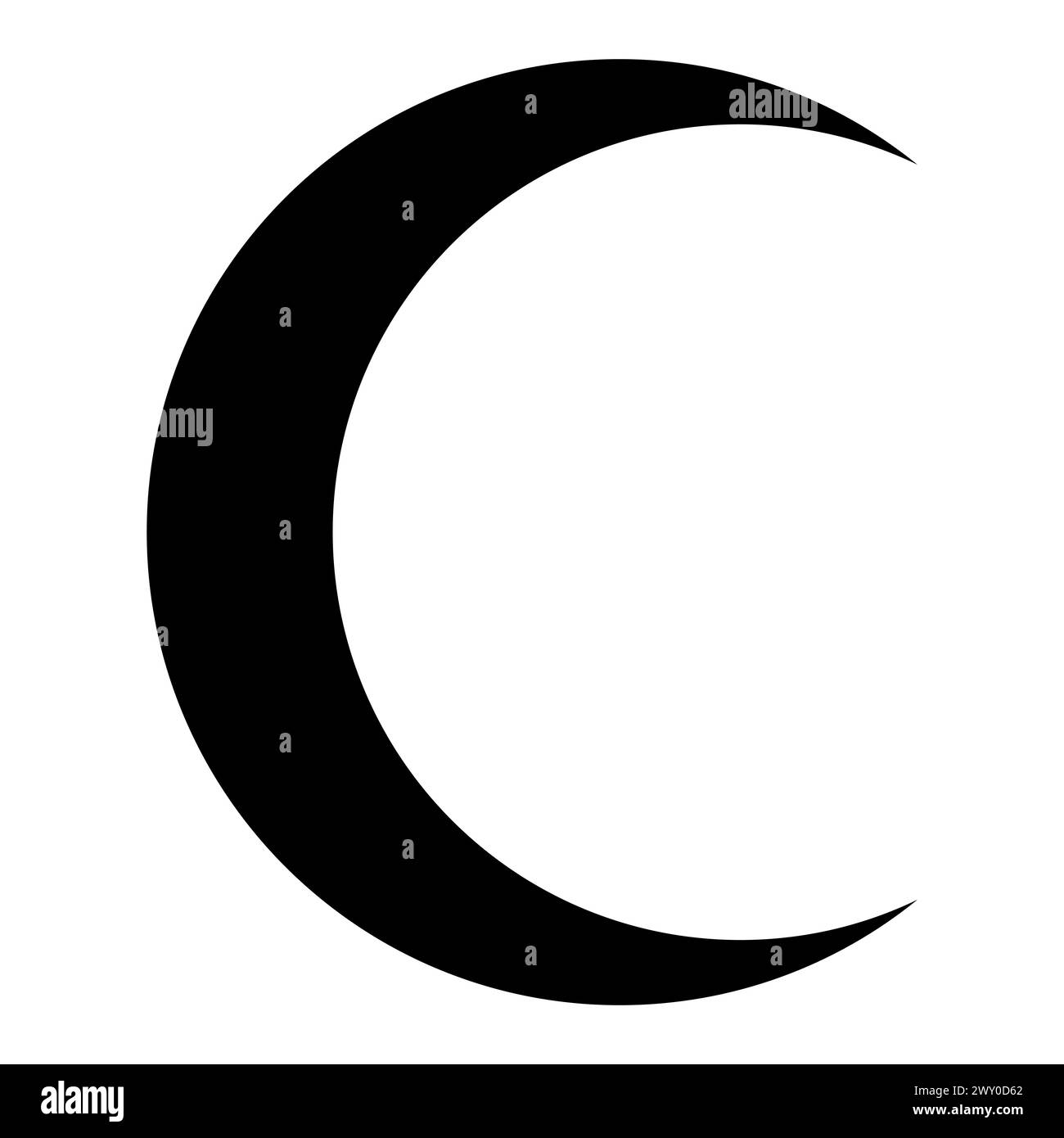crescent moon shape symbol, black and white silhouette vector ...