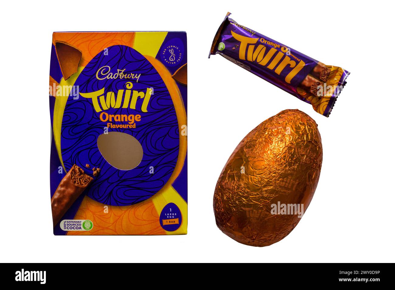 Cadbury Twirl orange Easter Egg box with foil wrapped Easter egg and ...