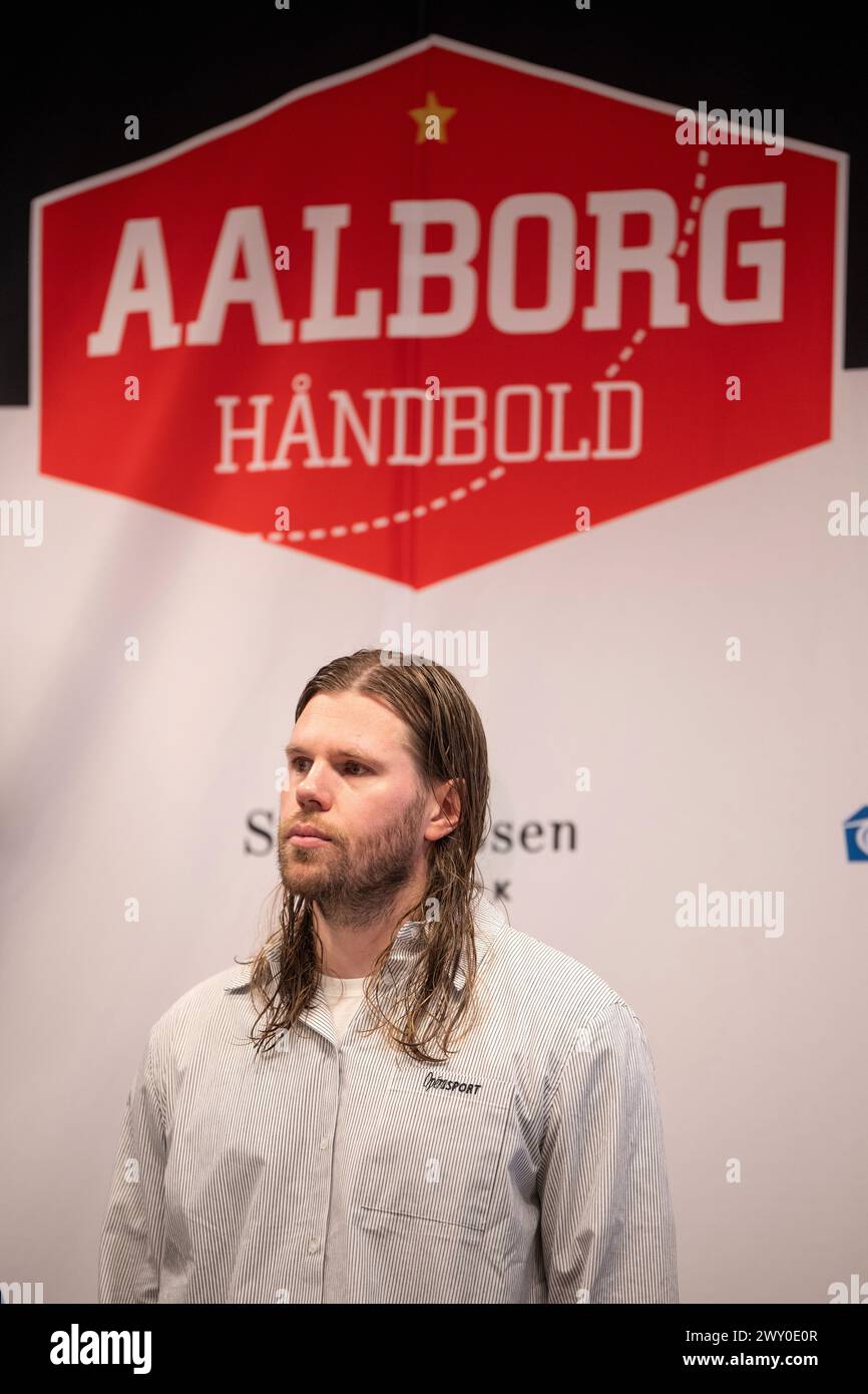 Danish handball player Mikkel Hansen and Jan Larsen, CEO of Aalborg ...
