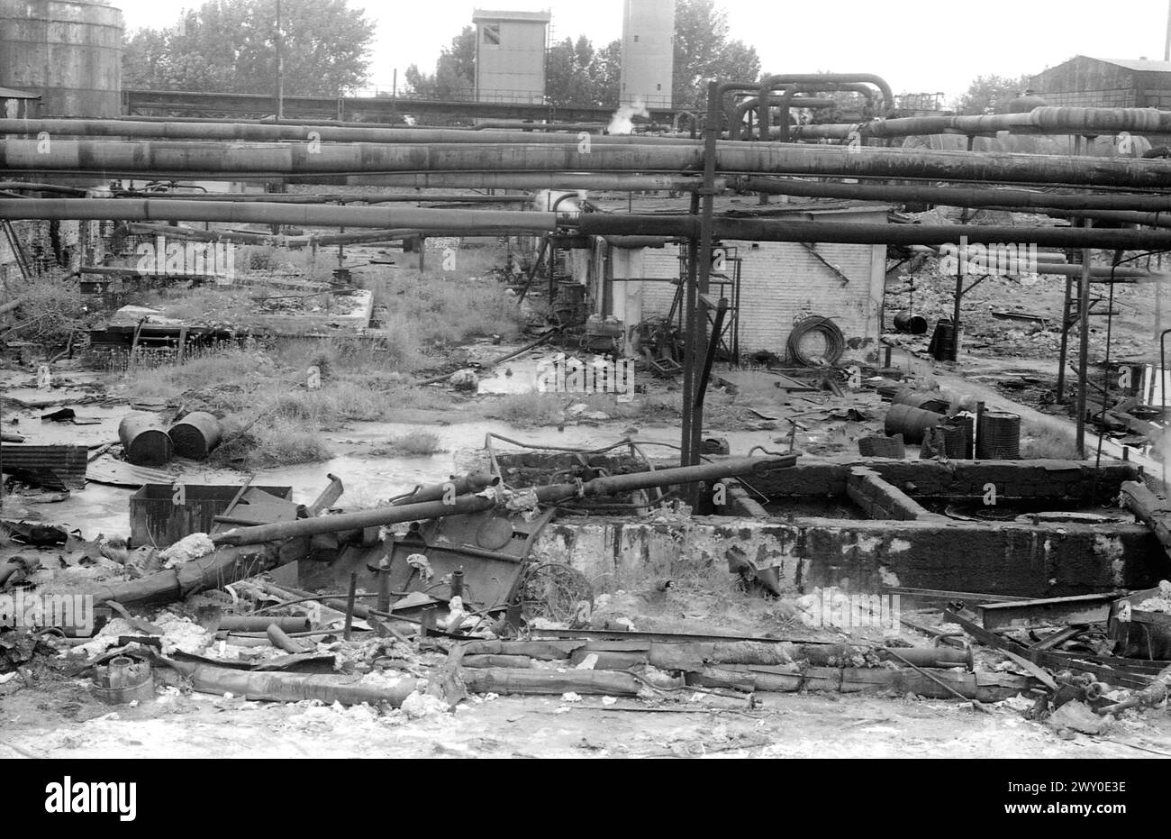 Ploiesti, Romania, 1990. The grounds of the Petrobrazi Refinery a few ...