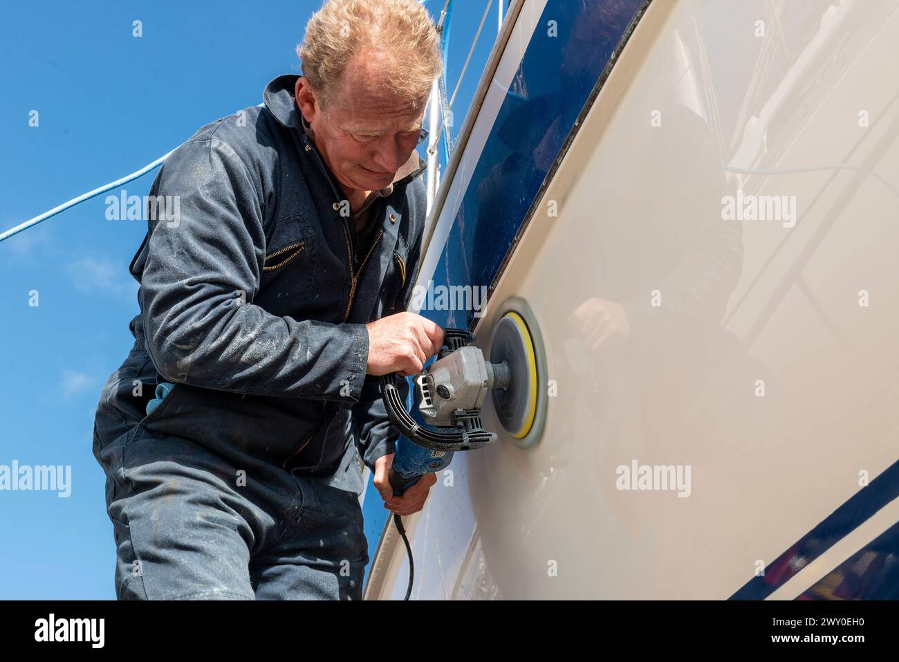 Polishing the glass fibre hull hi-res stock photography and images - Alamy