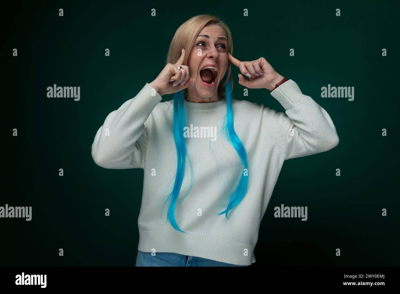 Woman face covering pose hi-res stock photography and images - Alamy