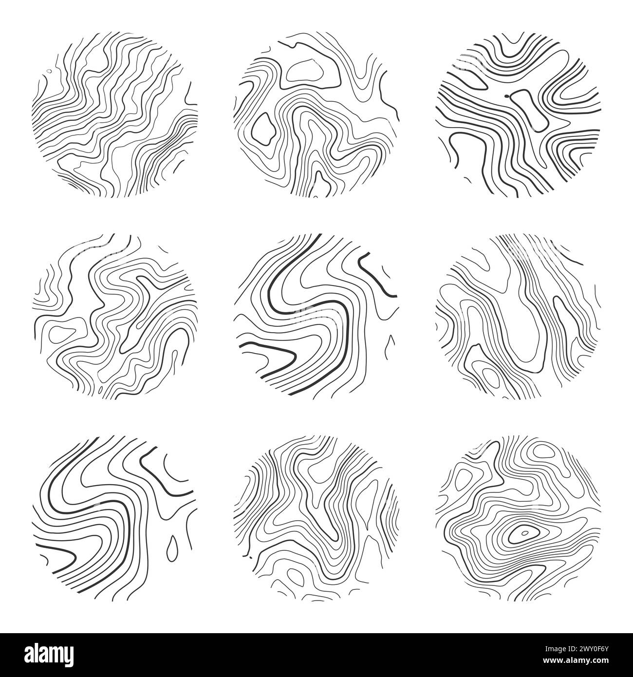 Topographic map with contour lines. Geographic terrain grid, relief ...
