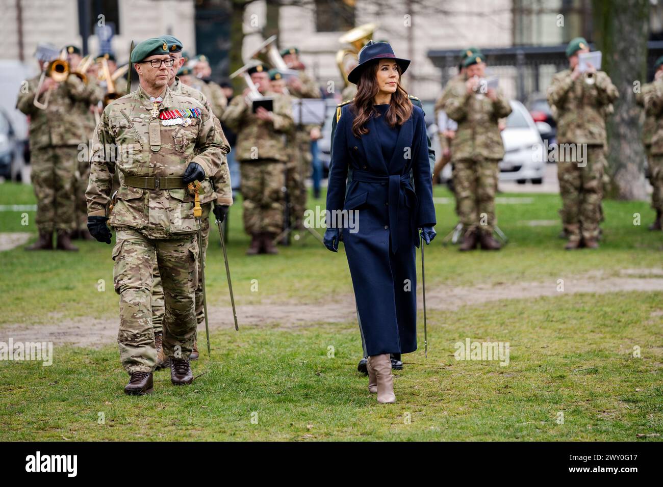 Queen Mary and Major General Jens Henning Garly, head of the Home Guard ...