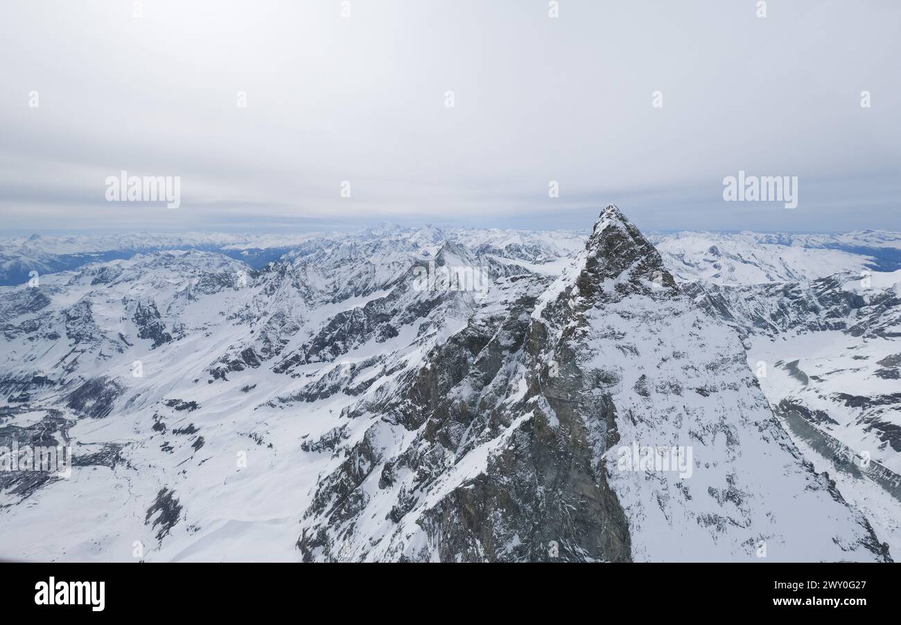 25 March 2024, Switzerland, Zermatt: The Matterhorn. At 4478 meters ...