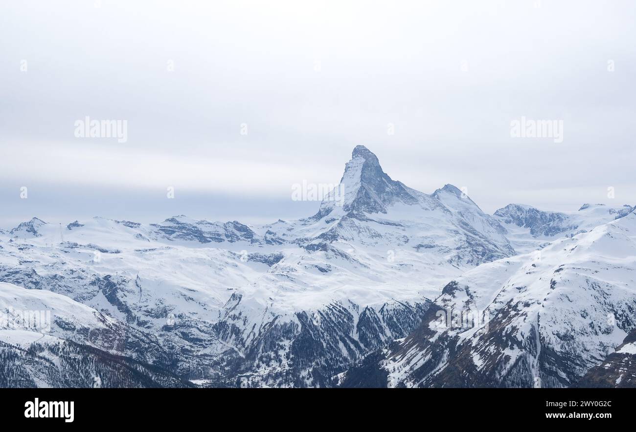 25 March 2024, Switzerland, Zermatt: The Matterhorn. At 4478 meters ...