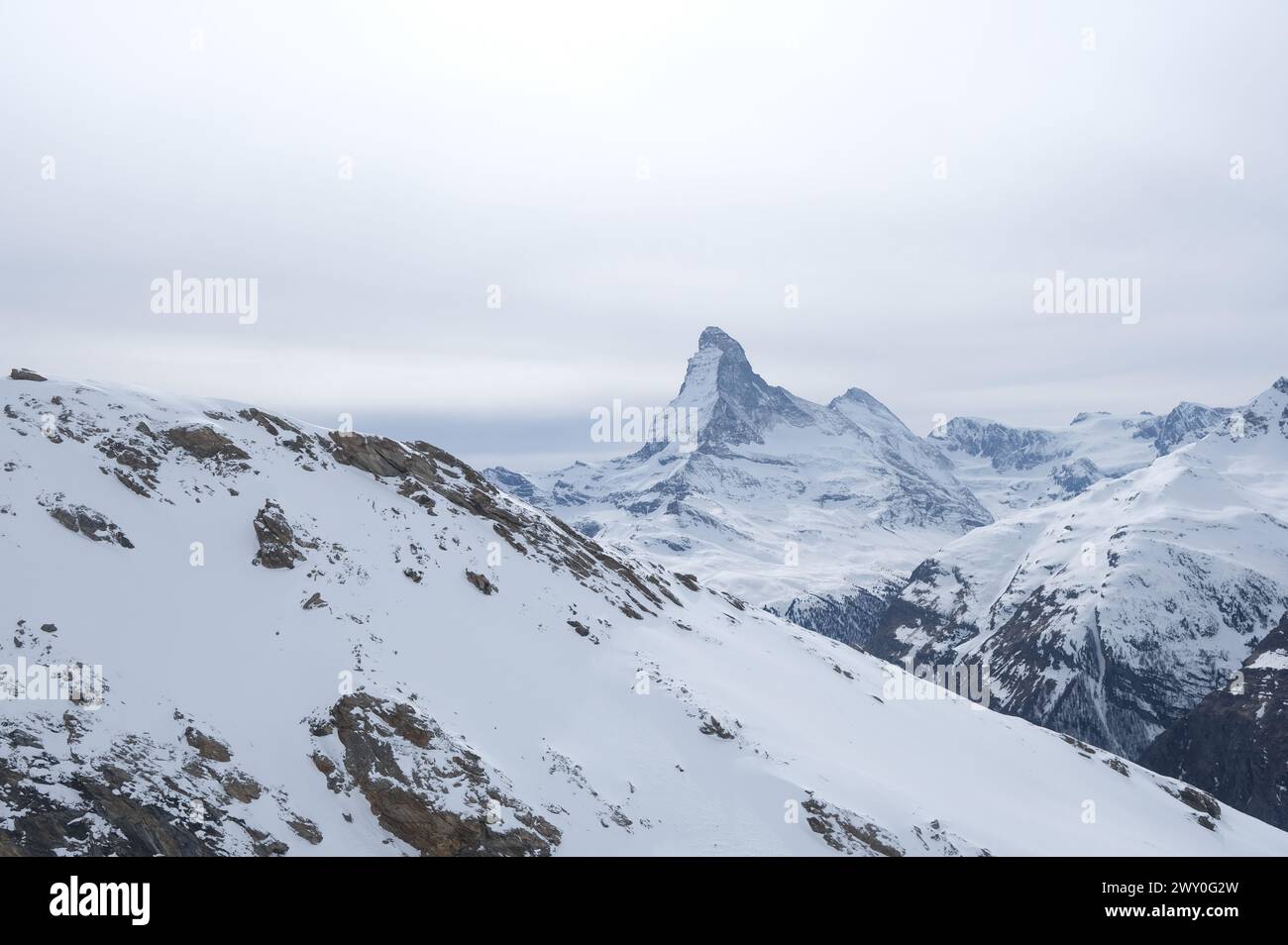 25 March 2024, Switzerland, Zermatt: The Matterhorn. At 4478 meters ...