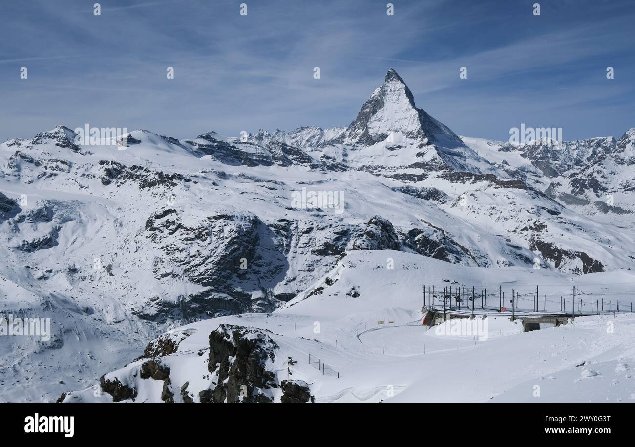 25 March 2024, Switzerland, Zermatt: The Matterhorn, photographed from ...