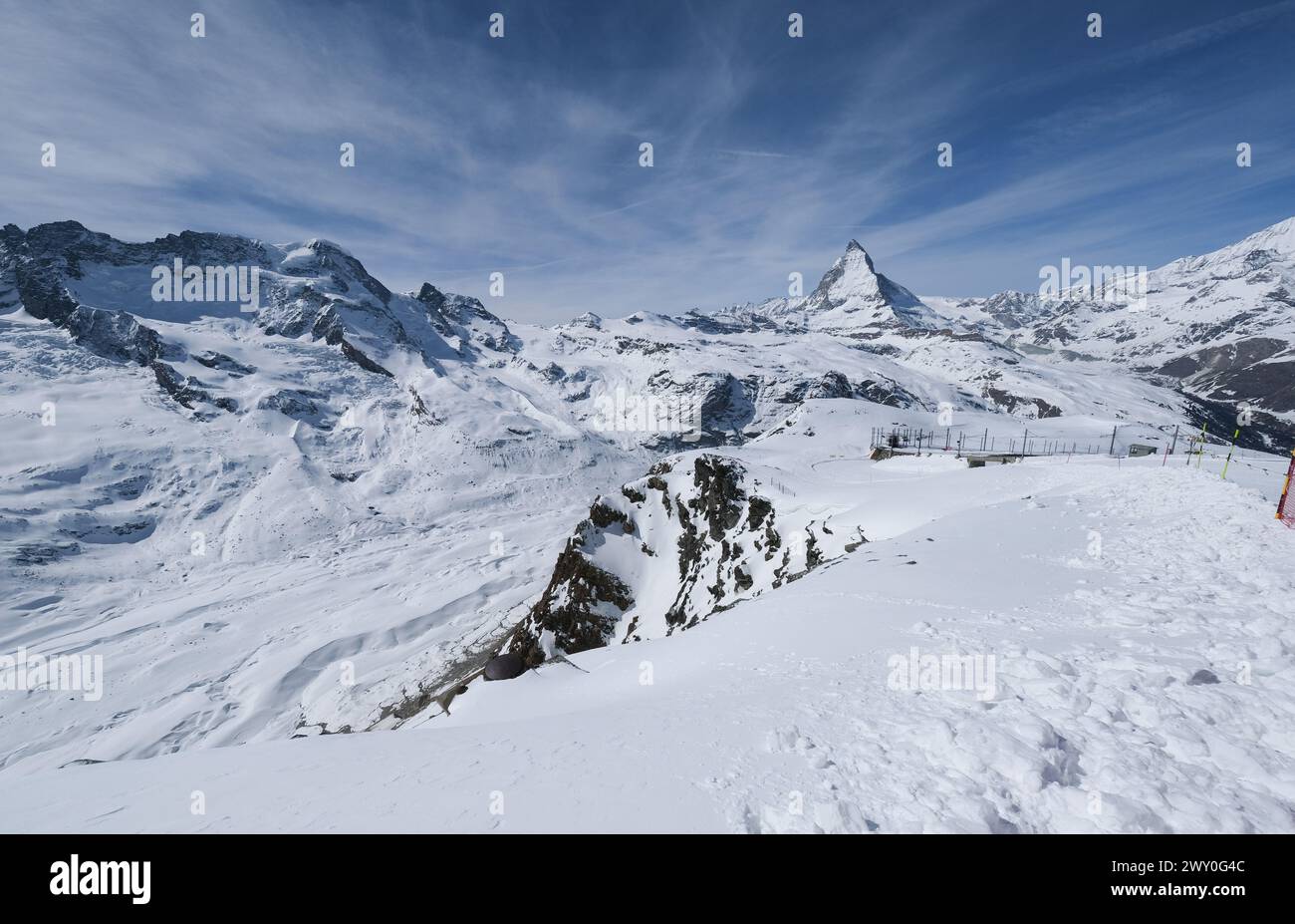 25 March 2024, Switzerland, Zermatt: The Matterhorn, photographed from ...