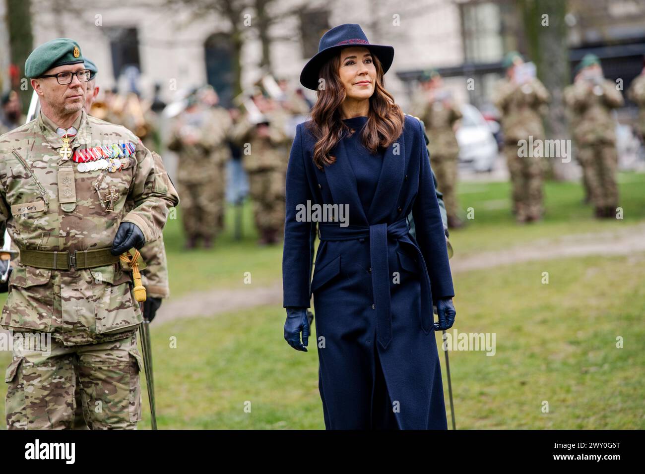 Queen Mary and Major General Jens Henning Garly, head of the Home Guard ...