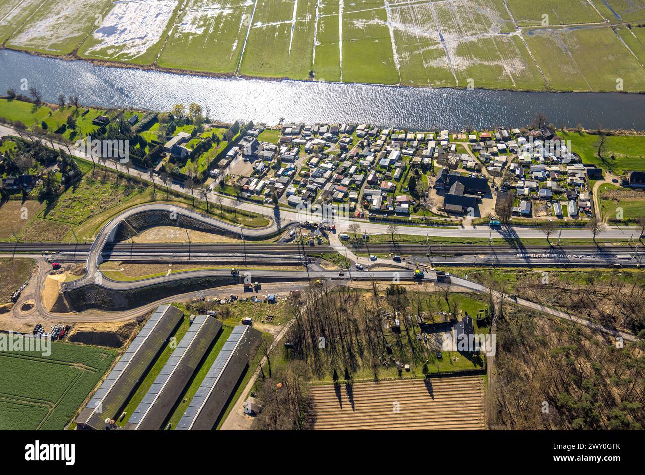 Luftbild, Ausbau der Betuweroute und Betuwe-Linie Eisenbahnstrecke ...