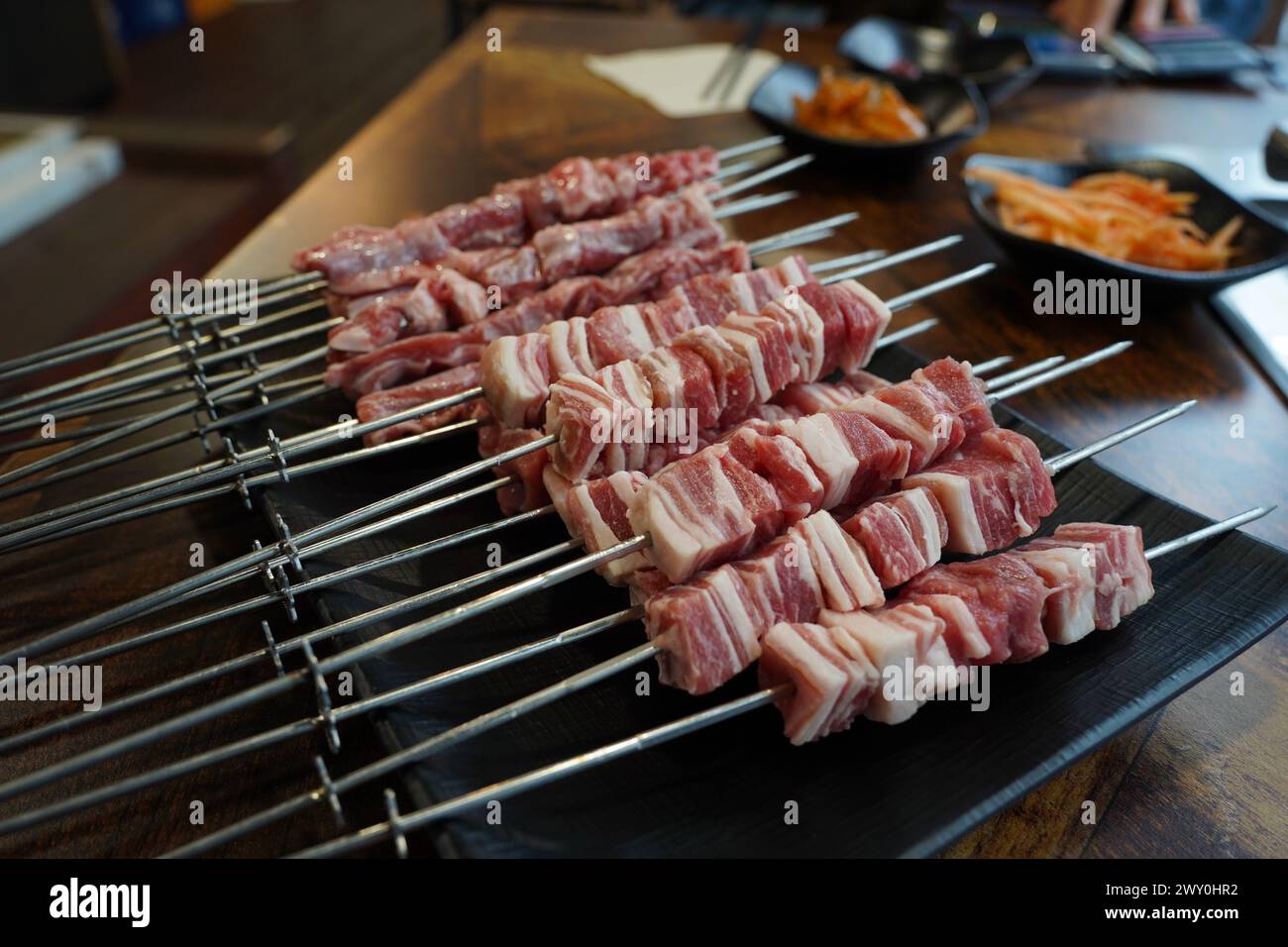 Raw lamb skewers hi-res stock photography and images - Alamy