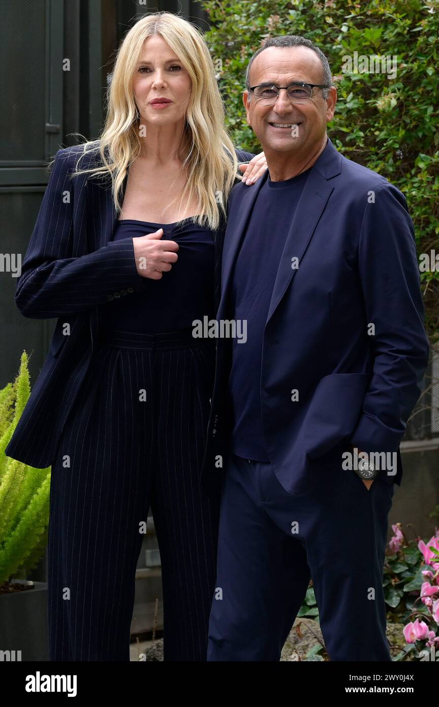 Alessia Marcuzzi und Carlo Conti beim Photocall zur 69. Verleihung der ...