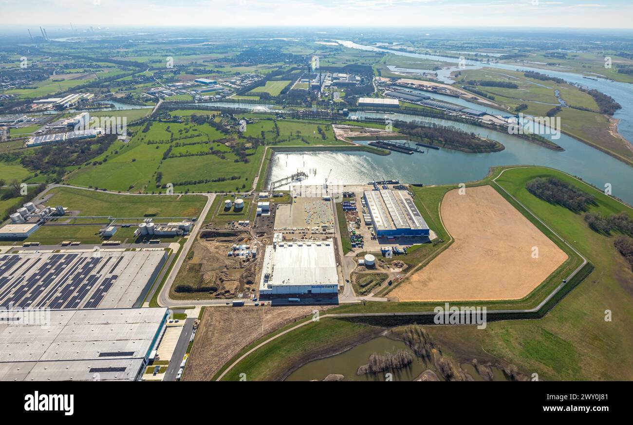 Luftbild, Hafen Emmelsum, DeltaPort Hafenverbund, Gewerbegebiet mit ...