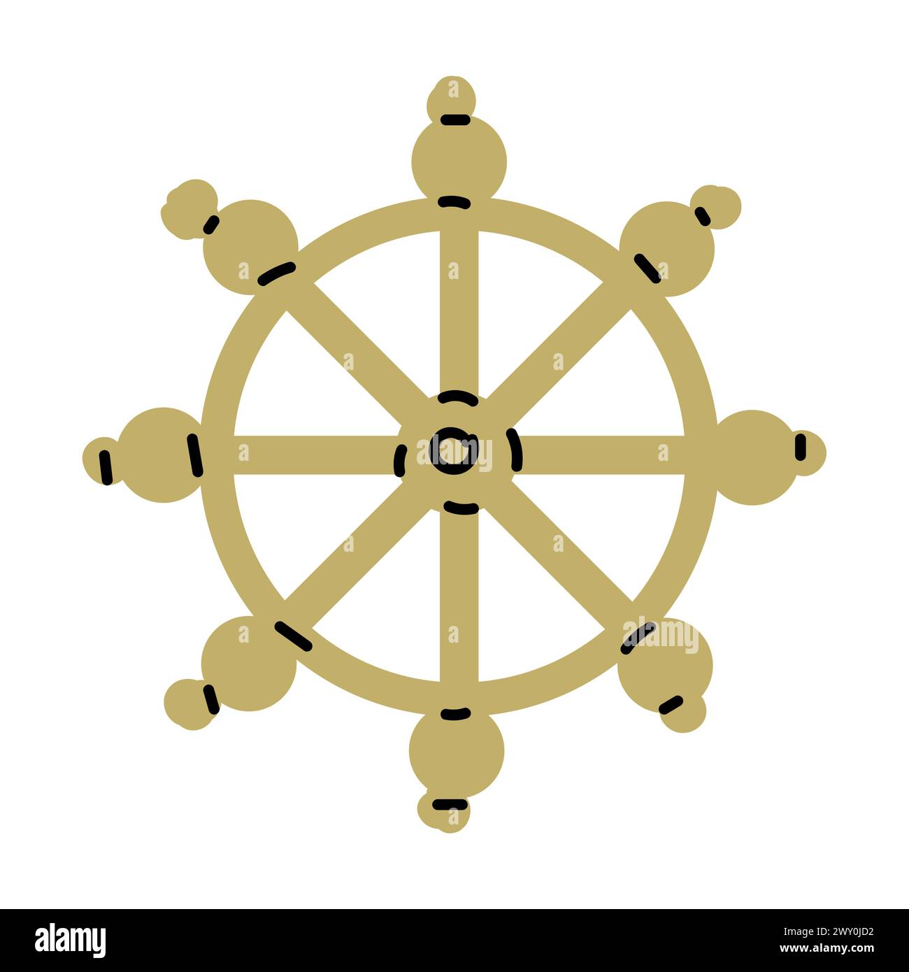 Cartoon ship wheel. Doodle helm of ship. Vector illustration can used ...