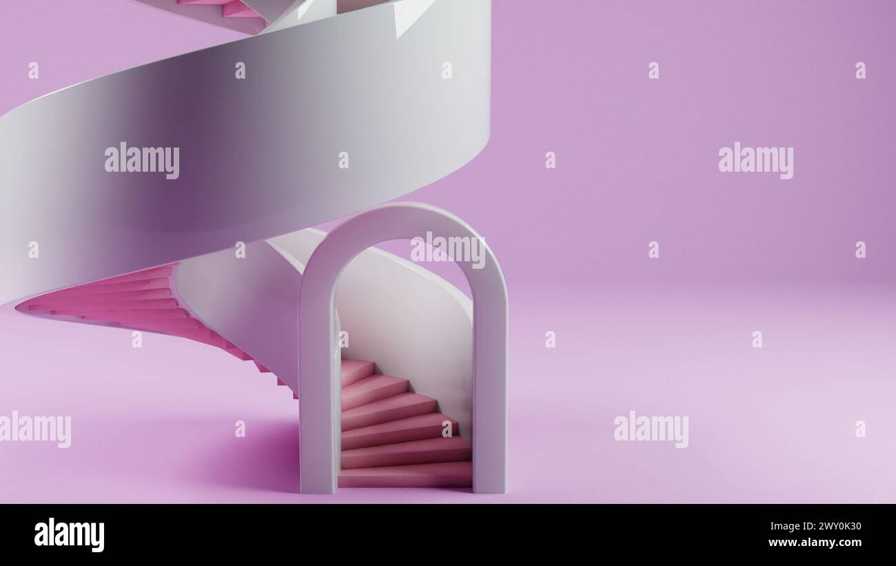 Through the Arch: A Serene Path Upward in Pink and White Stock Photo ...